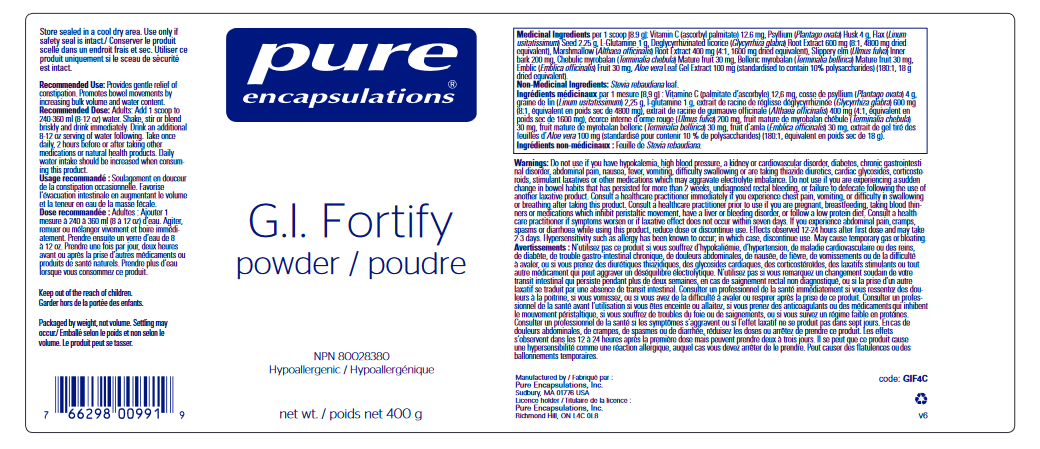 G.I. Fortify Powder - Pure Encapsulations - Energie PLP - Supplements ...