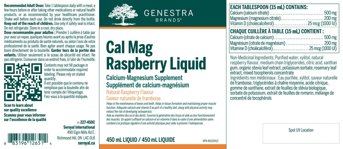 Cal Mag Raspberry Liquid - Genestra Brands - Unytii Supplements ...